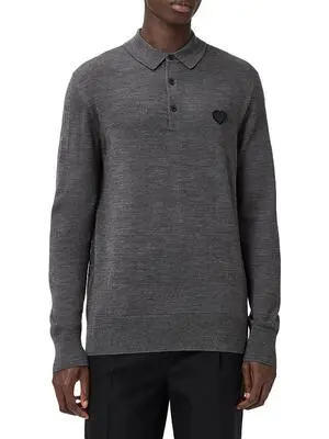 ALLSAINTS Lover Merino Ls Polo - Monument Grey