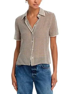 FRAME Houndstooth Silk Top Houndstooth