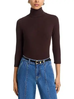 L'Agence Aja 3/4 Sleeve Turtleneck Tee - Coffee Bean