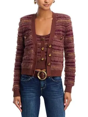 L'Agence Ariadne Mixed Stitch Cardigan - Natural/mauve Multi