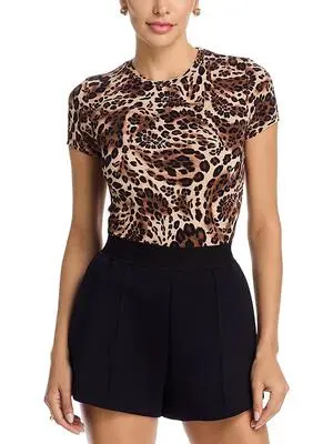 L'Agence Ressi Leopard Short Sleeve Tee - Cinnamon Swirl Paisley Leopard