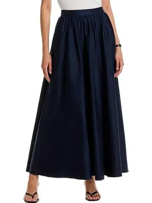 French Connection Sateen Weave Cotton Maxi Skirt - Marine