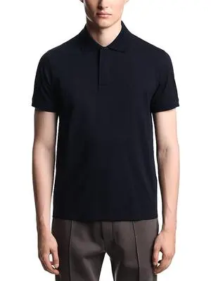 Emporio Armani Travel Essentials Pique Polo Shirt - Solid Blue