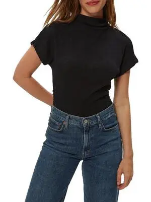 Michael Stars Lara Mock Neck Ribbed Sweater - Black