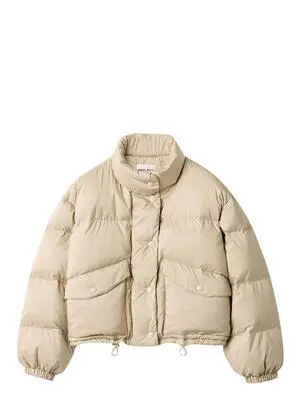 Miu Miu Oversized Pongé Puffer Jacket - Sabbia