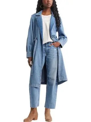 Treasure & Bond Denim Trench Coat - Medium Wash