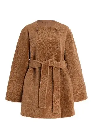BY MALENE BIRGER Sannie Reversible Shearling Coat - Brown