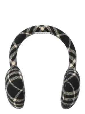 Burberry Check Wool Cashmere Earmuffs - Black/calico Beige