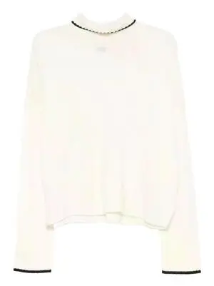 Pinko High-neck Wool-cashmere Blend Sweater - Neutrals