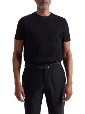 Bugatchi Geo Textured Cotton T-shirt Black