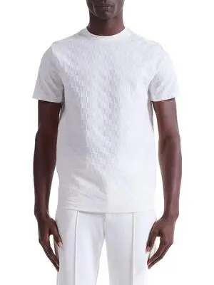 Bugatchi Geo Textured Cotton T-shirt Chalk