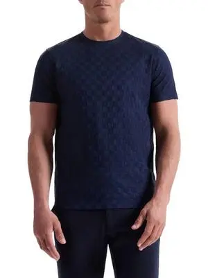Bugatchi Geo Textured Cotton T-shirt Navy
