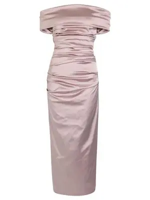 Talbot Runhof Gathered Satin Midi Dress - Light Pink