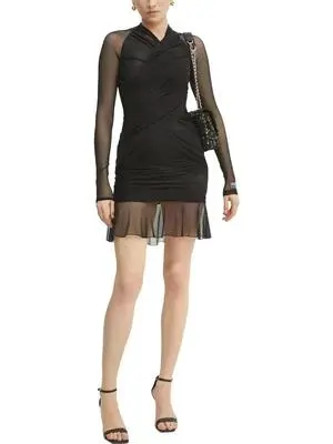 Versace Rhinestone-embellished Mesh Mini Dress - Black