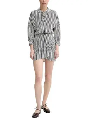 SESSUN Laurel Striped Mini Shirt Dress - White