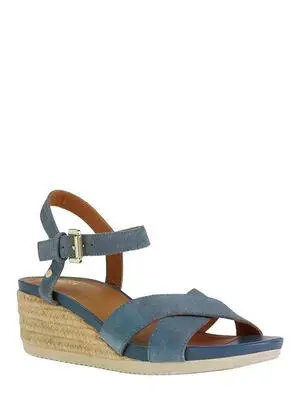Geox 55mm Crossover Wedge Espadrilles - Blue