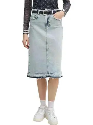 JOOP! Romy Frayed-hem Denim Midi Skirt - Blue