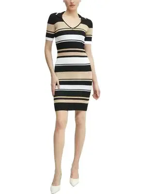 Guess Striped Polo Dress - Black