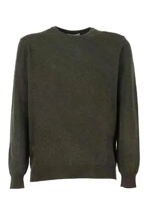 KANGRA Crew-neck Sweater With Elbow Patches - Green