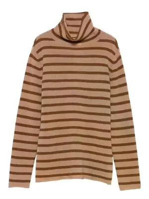 BEYOU Striped Turtleneck Top - Neutrals