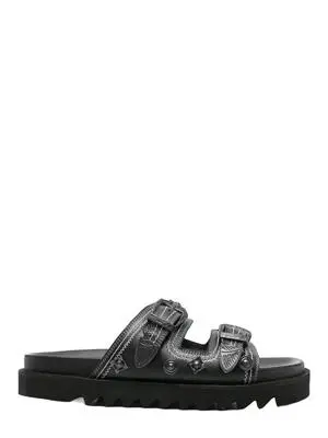TOGA VIRILIS Buckle-embellished Leather Sandals - Black