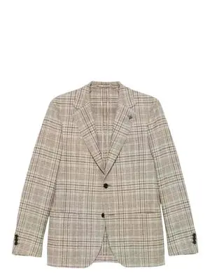 LARDINI Checked Two-button Blazer - Green