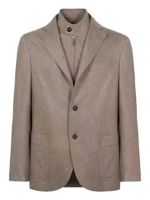 SLOWEAR Double-breasted Lapel Blazer - Brown