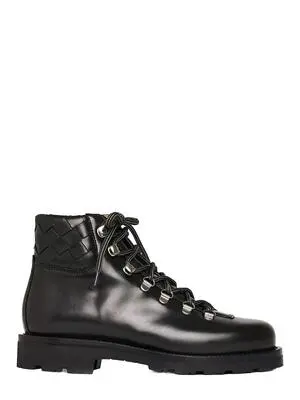 SCAROSSO Catherine Leather Lace-up Boots - Black