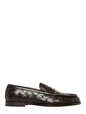 SCAROSSO Woven Leather Loafers - Brown