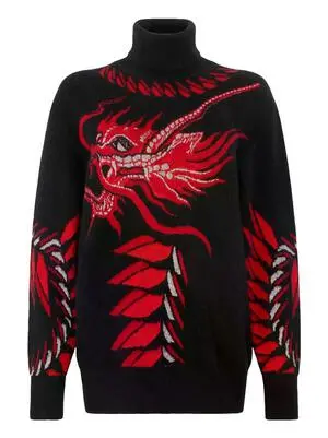 Roberto Cavalli Dragon-motif Turtleneck Sweater - Black