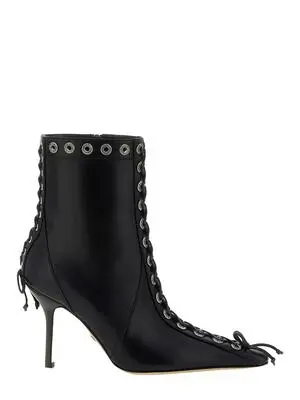 Mach & Mach 95mm Lace-up Studded Ankle Boots - Black