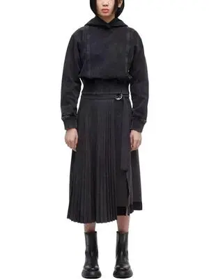 3.1 Phillip Lim Denim Ribbed-hem Hoodie - Black