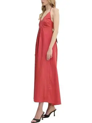 Liu Jo Halter-neck Tie-back Maxi Dress - Red