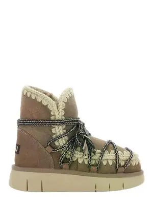 Mou 40mm Crochet-detail Lace-up Boots - Brown