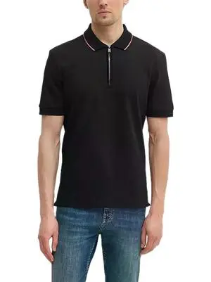 BOSS Half-zip Cotton Polo Shirt - Black