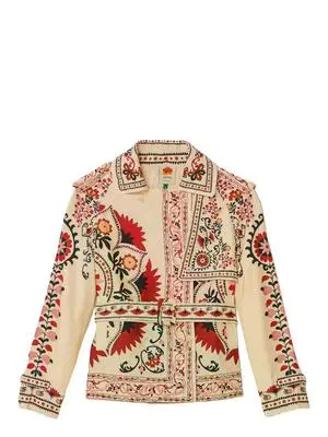 FARM RIO Floral-Print Belted Blazer
