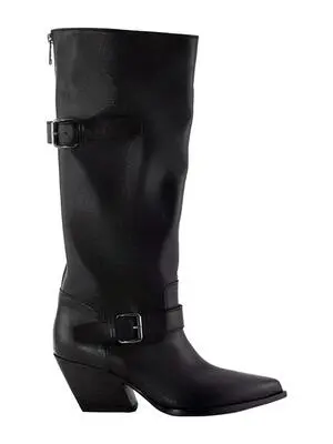 Elena Iachi 70mm Buckle-detail Pointed-toe Boots - Black
