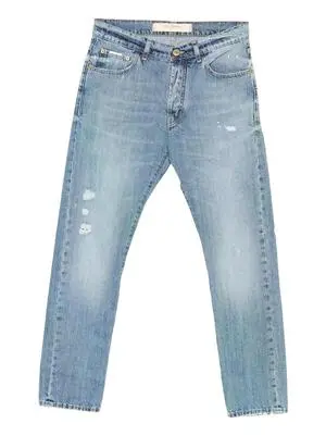 YES LONDON Distressed Straight Leg Jeans - Blue