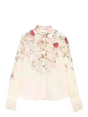 Zimmermann Floral Lace-trimmed Shirt - Neutrals