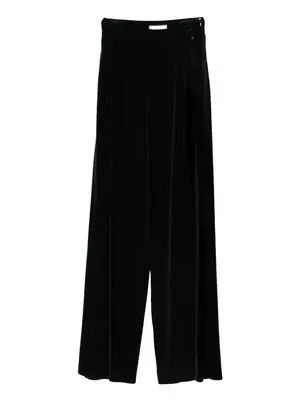 NISSA Pleated Textured Trousers - Black