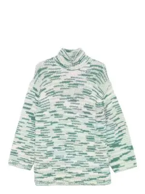 Marc O'polo High-neck Stripe-pattern Sweater - Green