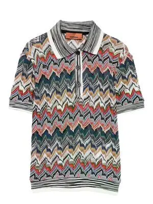 Missoni Zigzag Knit Polo Shirt - Brown