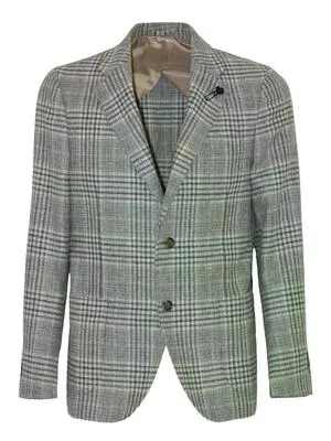 LARDINI Prince-of-wales-check Blazer - Grey