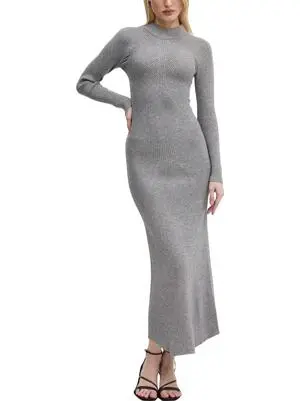 NEVER FULLY DRESSED Ribbed Knit Maxi Dress - Grey