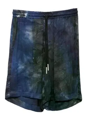 YES LONDON Tie-dye Drawstring Shorts - Blue