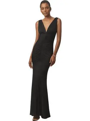 Bhldn Selena Plunge-neck Stretch Jersey Maxi Dress - Black