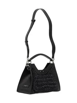 GIANNI CHIARINI Woven Panel Cross Body Bag - Black