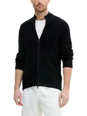 Armani Exchange Zip-front Ribbed Cardigan - Black