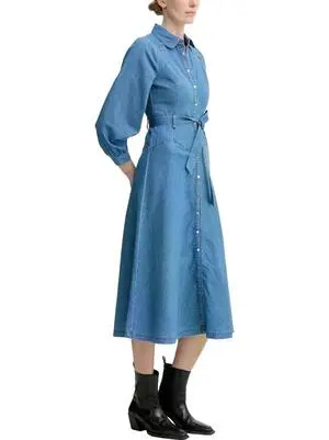 Ba&sh Belted Denim Shirt Dress - Blue