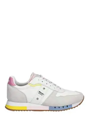 BLAUER. Leather And Suede Panel Sneakers - White